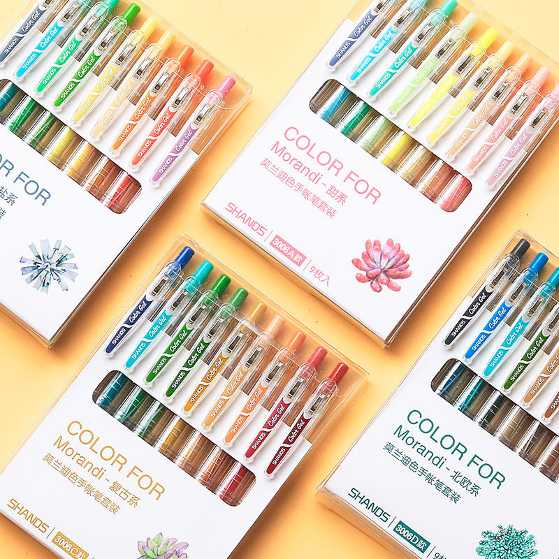 COD 9Pcs/Set Morandi Pen Morandi Series Retractable Color Palette Pens ...