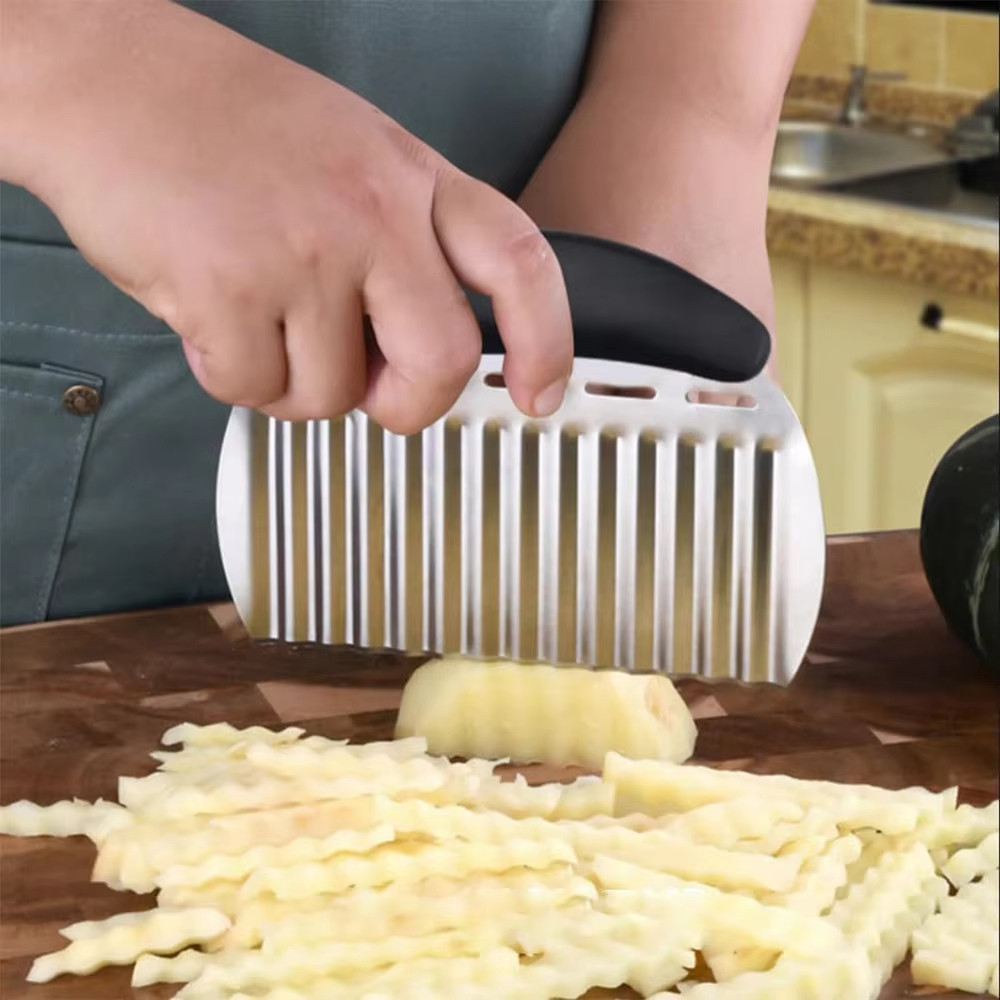 Stainless Steel Potato Wave Knife French Fry Cutter Potato Chip Slicer ...