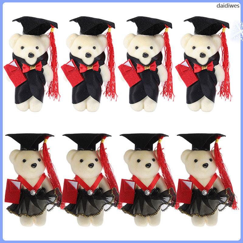 8pcs Small Graduation Doll For Bouquet Decor Mini Plush Graduation Bear ...