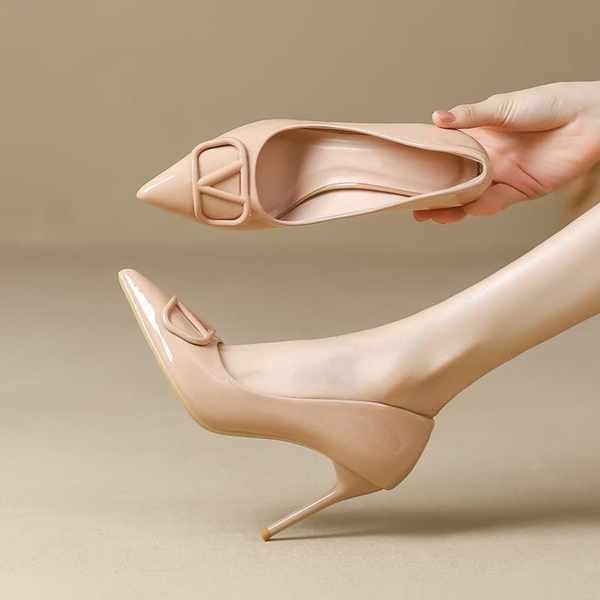 silver high heels cinderella glass shoes Nude High Heels Women's 2024 ...