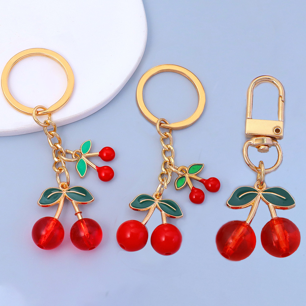 Sweet Red Little Cherry Key Ring Fashion Fruit Keychains Backpack ...
