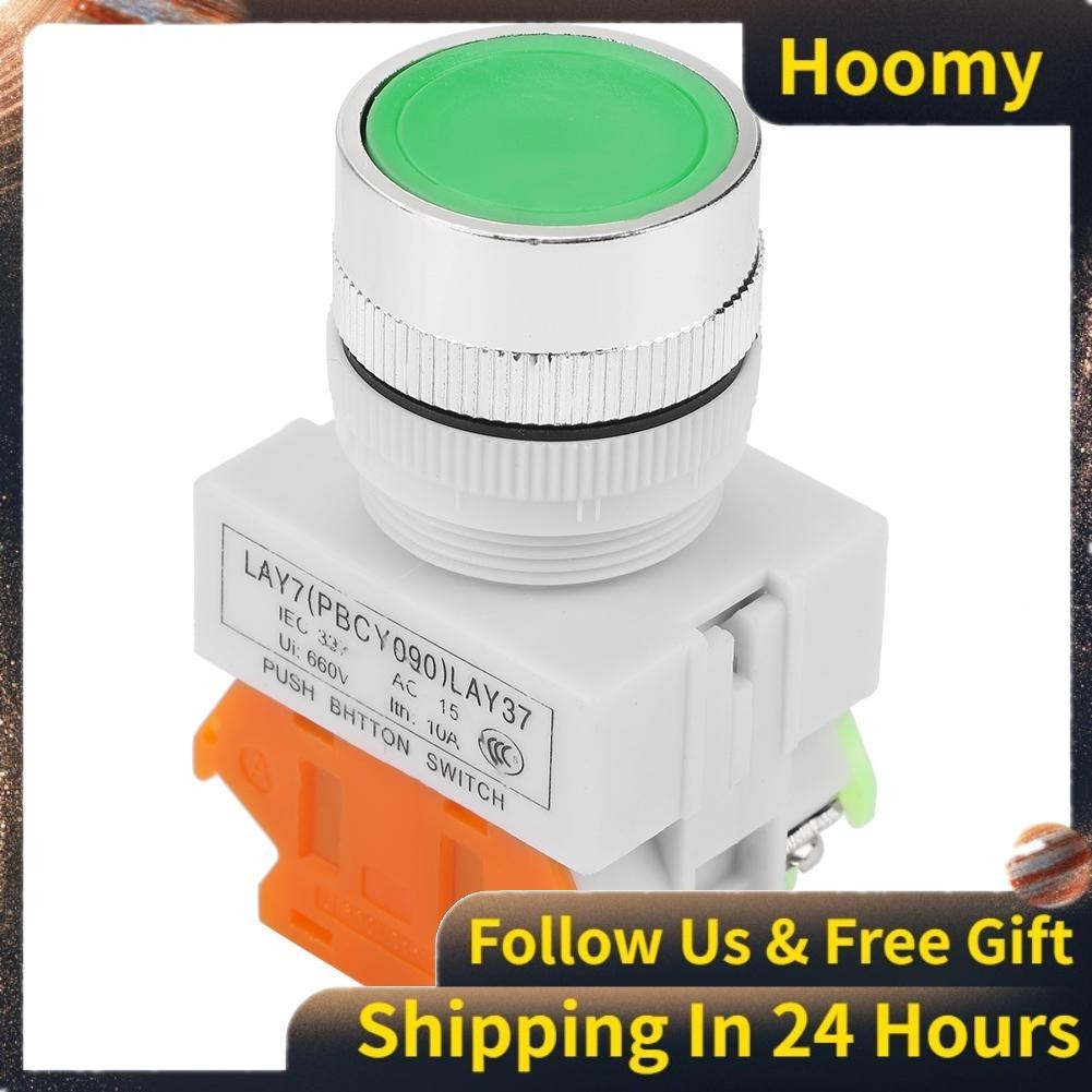 Switch Auto Reset Flat Head Green Push Button Momentary 22mm Mount ...