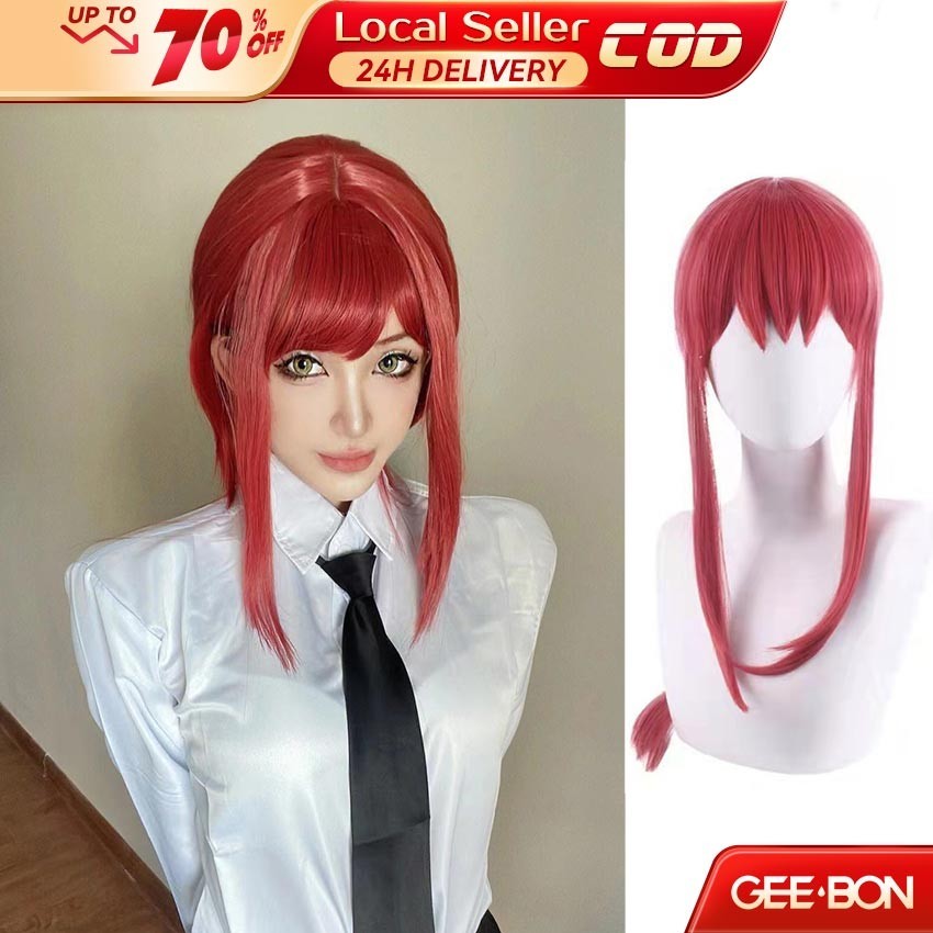 GEEBON Makima Cosplay Wig Chainsaw Man Costumes Prop Hair Wig Heat ...