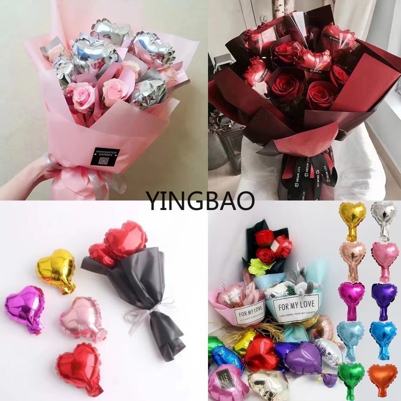 50 Pcs Valentine's Day Foil Heart Shaped Balloons 5 Inch Heart Mylar ...
