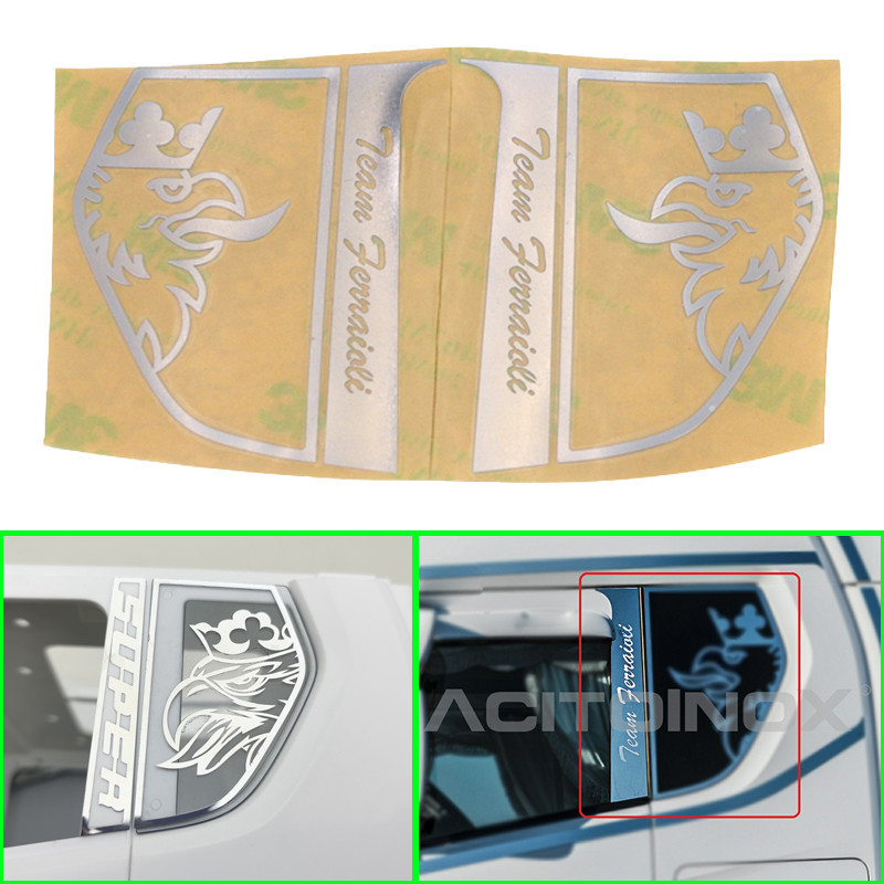 Simulation Metal Silver Car Window Sticker for 1/14 Tamiya RC Truck Car ...