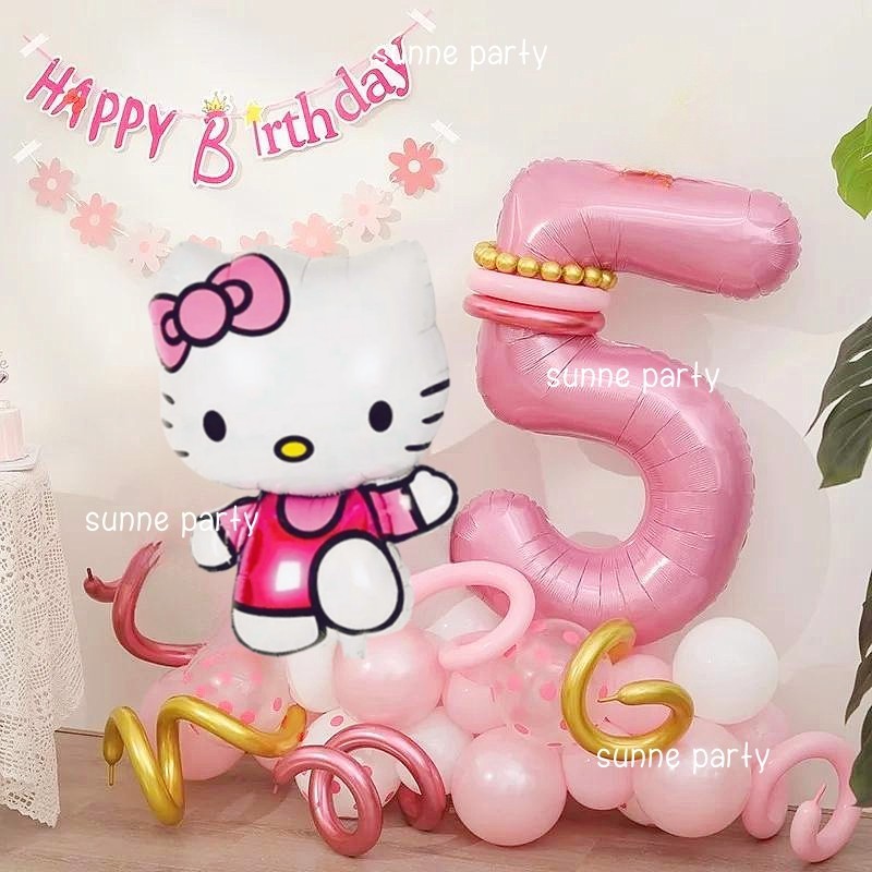 Hello Kitty Balloons Party Decorations Set 16inch Pink Number Balloon ...