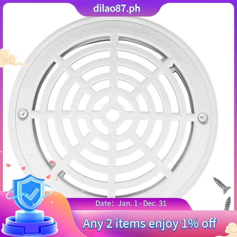 8Inch Pool Main Drain Cover the Top Grate Bottom Mounting Plates White ...