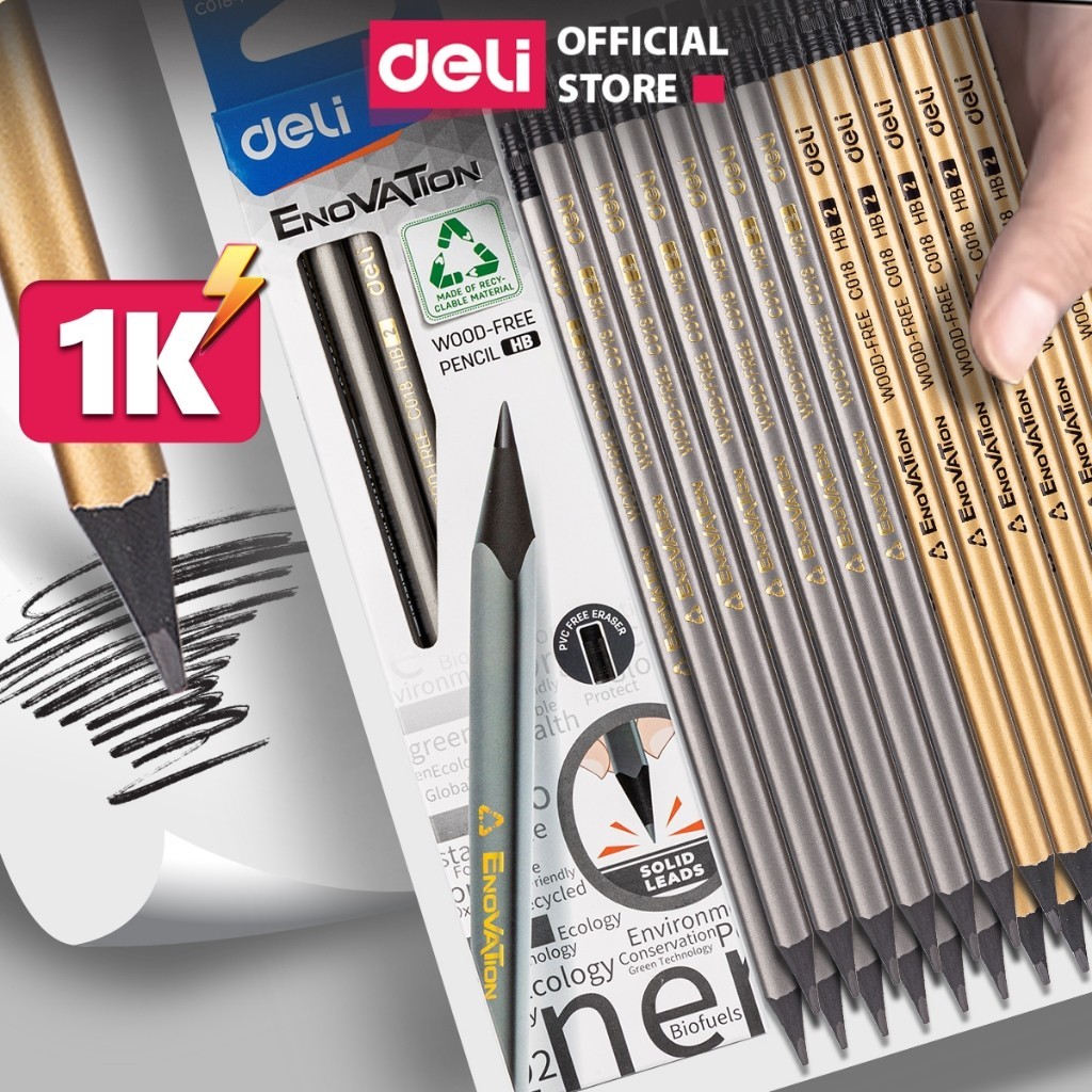 [VPP Deli] Deli Triangle HB Silver Pencil Easy to Erase Safe for Fine ...