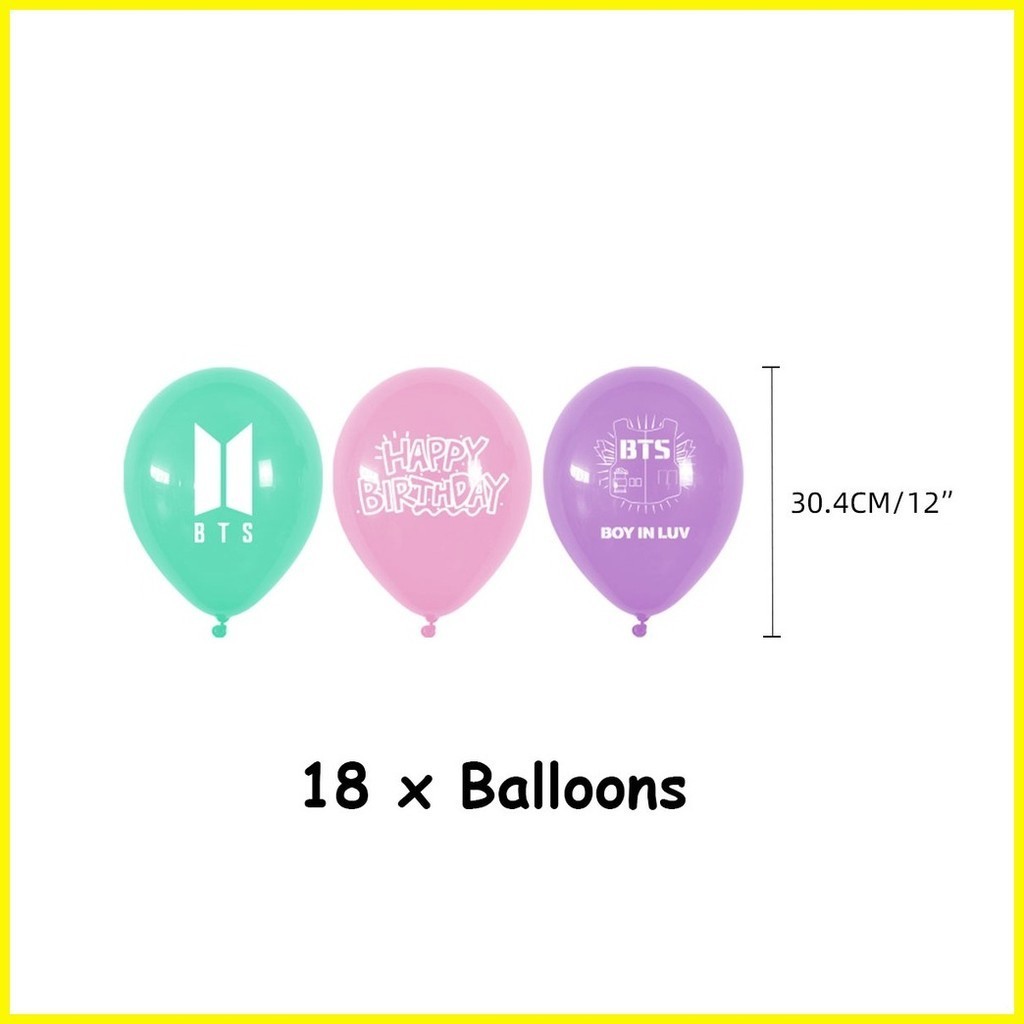 BTS Theme Party Happy Birthday Banner BTS Balloon Cake Topper ARMY ...