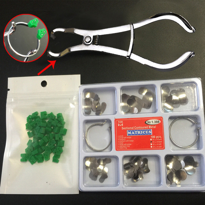 Dental Matrix Matrices Sectional Contoured Metal Matrices+Wedge ...