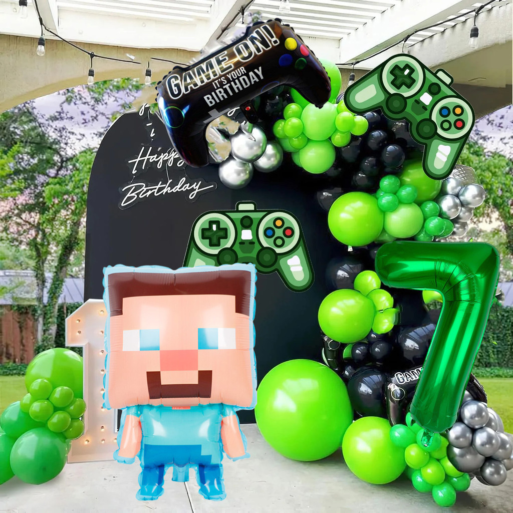 Minecraft Balloons Party Supplies Black Green Latex Balloon Game ...