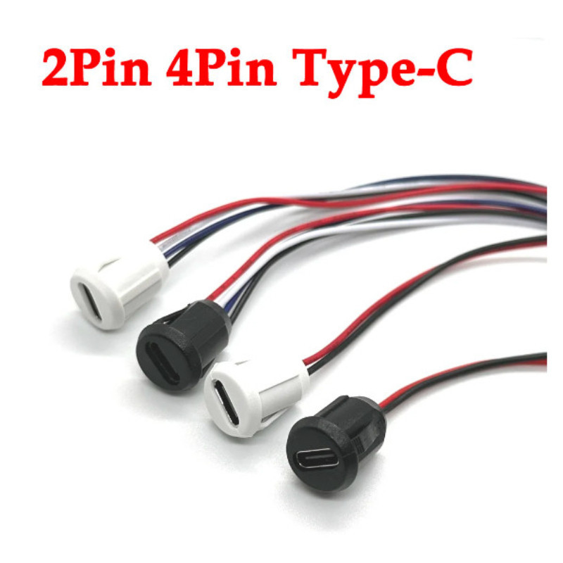 USB-C 2Pin 4Pin High Current CC Fast Charging Socket with PH2.0 Press ...