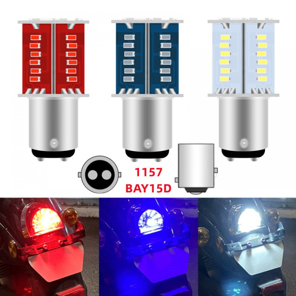 1pcs Motorcycle Tail Light Flash 1157 LED Strobe Signal Blinker Stop ...