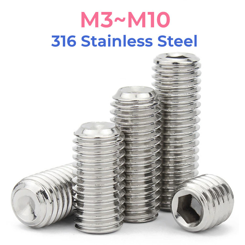 DIN916 316 Stainless Steel Hex Socket Set Screw M3 M4 M5 M6 M8 M10 ...