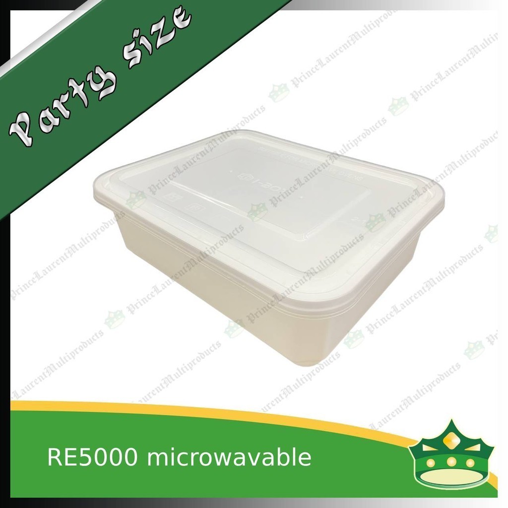 [5 pcs] 5000ml microwavable plastic large rectangular container with ...
