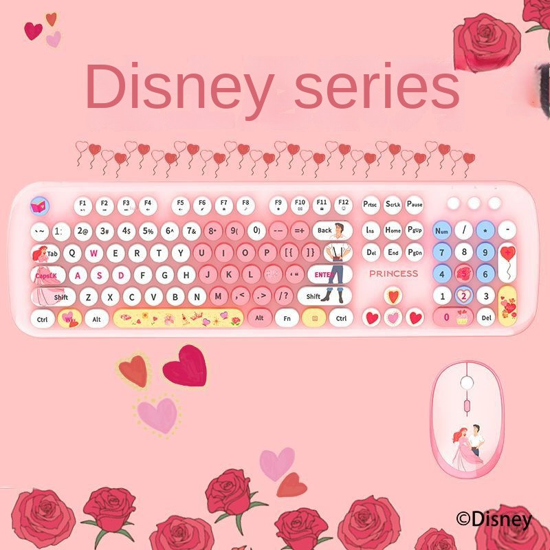 Cute Cartoon Wireless Keyboard Mouse Girl Colorful Cute Office ...