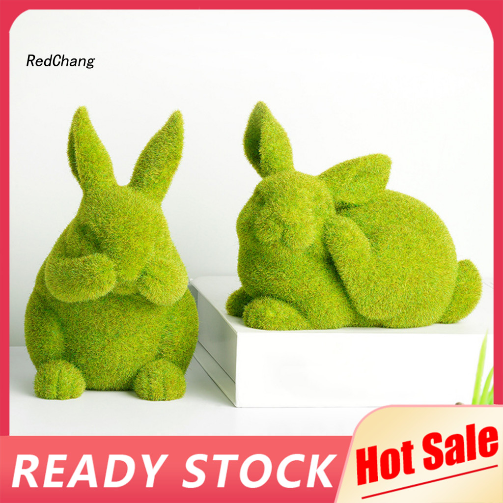 RC~ Adorable Bunny Collectible Lifelike Bunny Sculpture Green Flocking ...