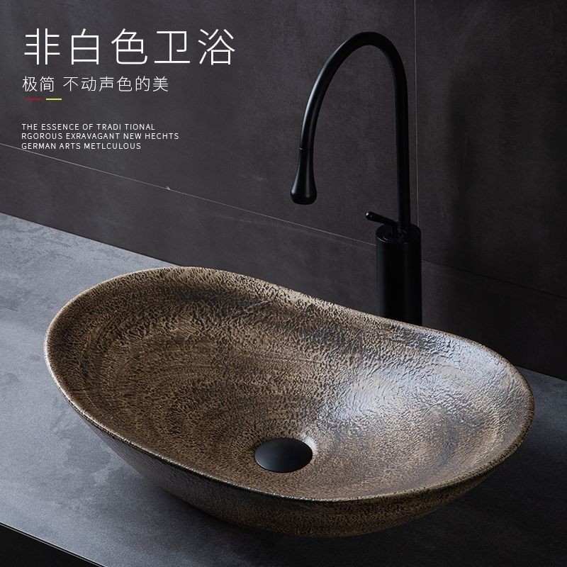 Industrial Style Counter Basin Cement Gray Large Size Ceramic Wash ...