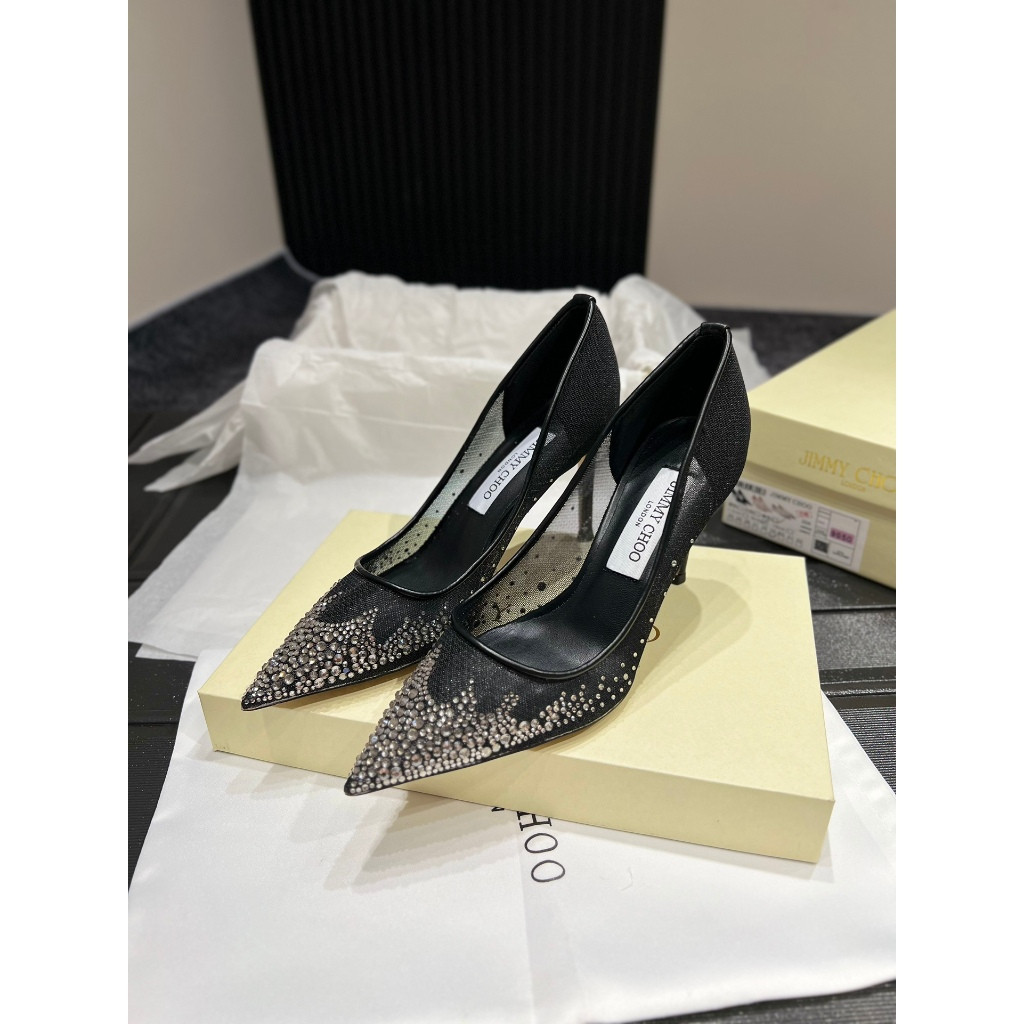 Jimmy Choo Malla Rhinestone Checkered Bling Wedding Shoes | Shopee ...