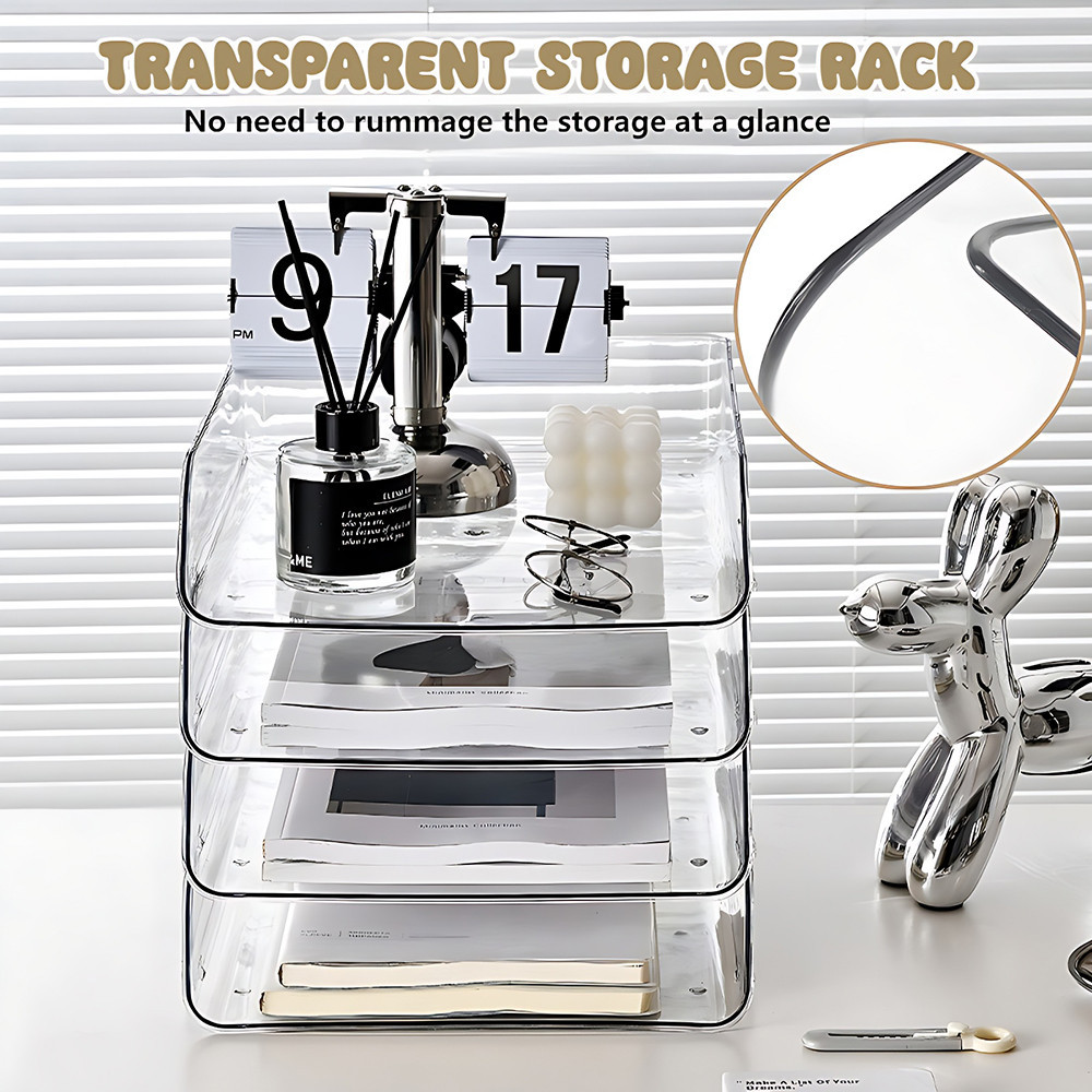 4 Layer Transparent Acrylic Ladder Tray Desk Organizer Rack Makeup ...