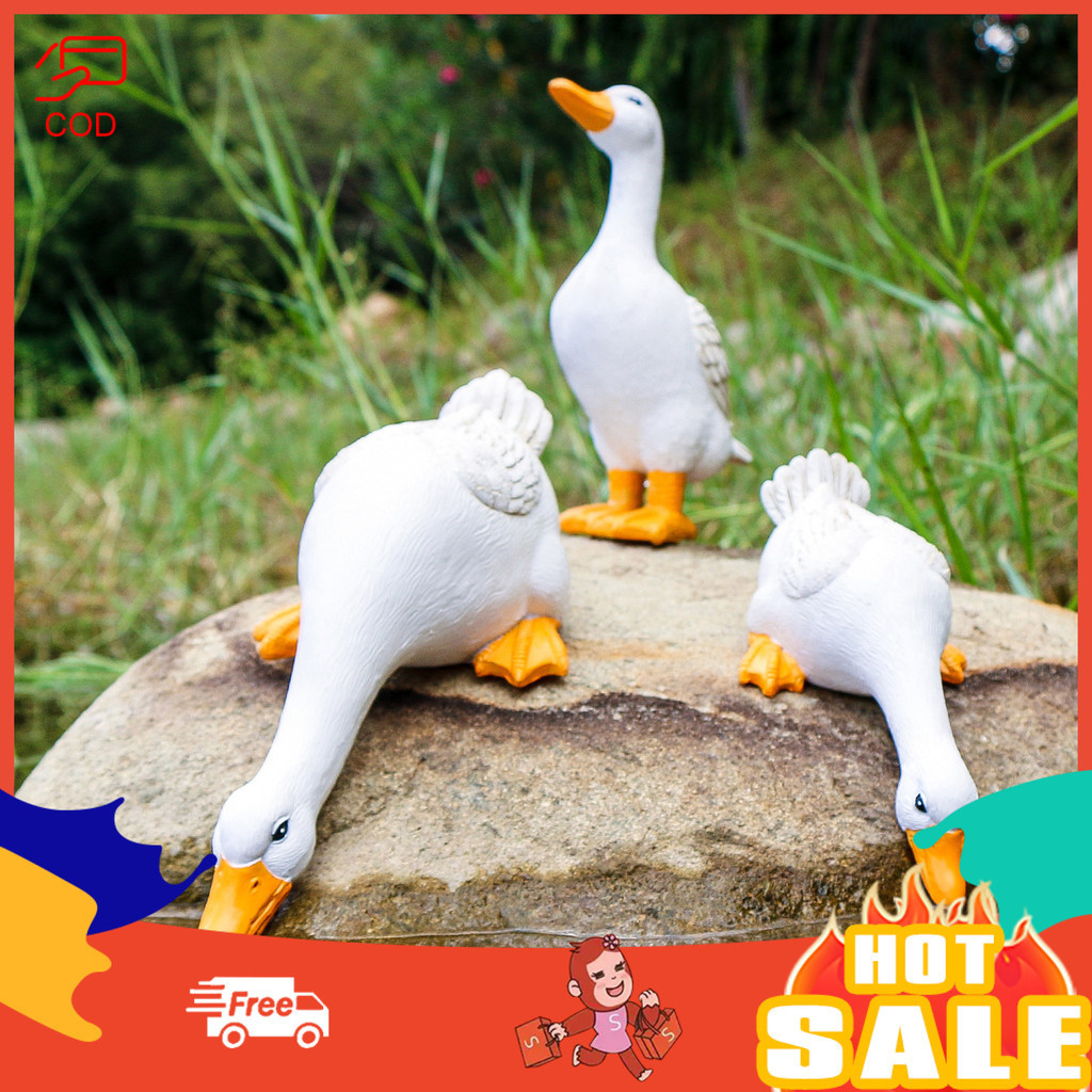 TW-Duck Statue High Simulation All Match Resin Art Craft Drinking Water ...