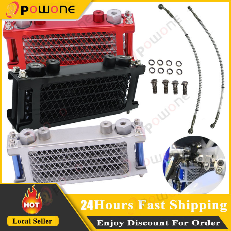 Powone Motorcycle Oil Cooling Cooler Radiator Oil Cooler Set For 50 ...