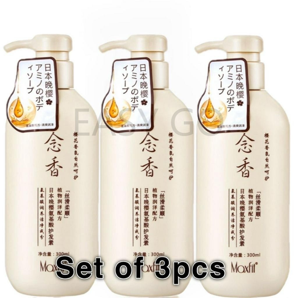 YK ( set of 3pcs ) Sakura Japan Natural PERFUME shampoo hair loss Shampoo And Conditioner Set ...