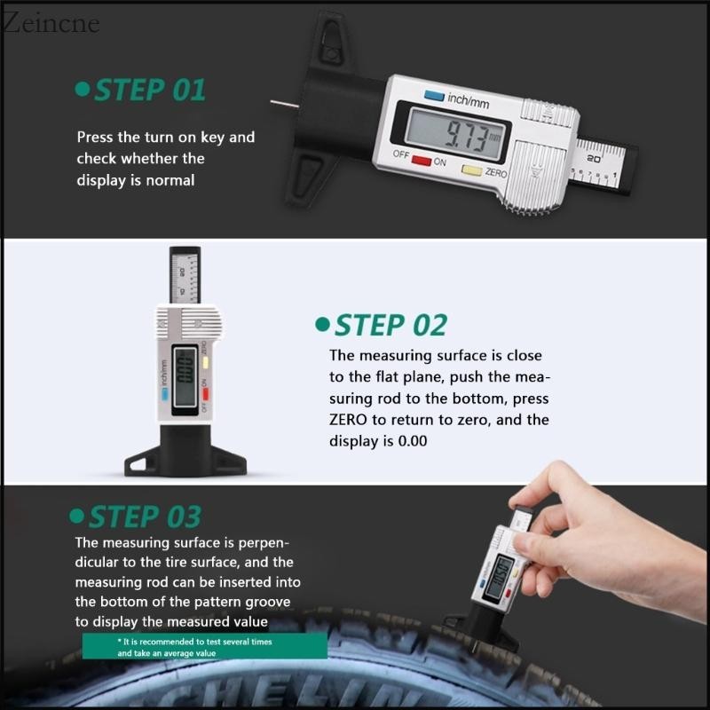 Zein Upgrade Tire Tread Depth Gauge LCD Digital Tire Tread Depth Gauge Tool 0-25 4mm | Shopee ...