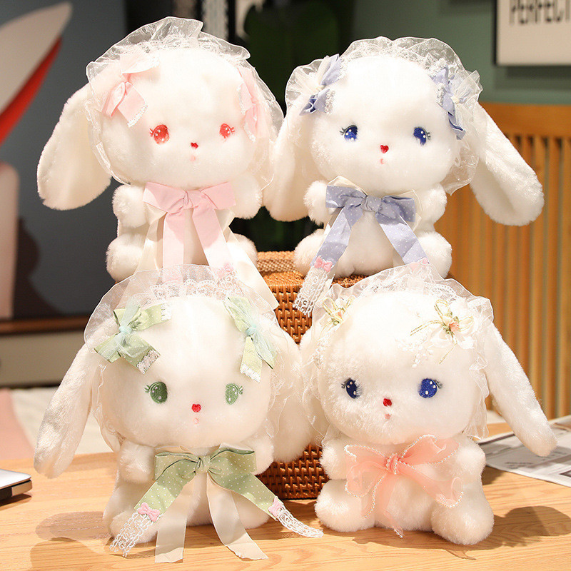 New Bunny Plush Toy Ribbon Lolita Cute Doll 26.6cm Grab Doll Children ...