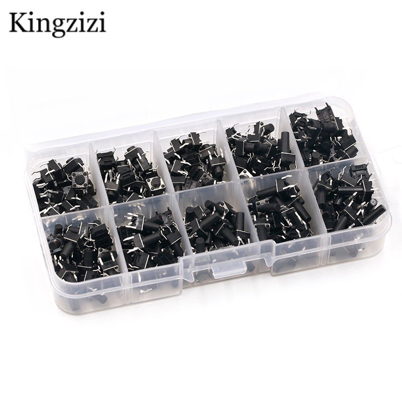 10 models 100pcs 6*6 Tact Switch Tactile Push Button Switch Kit, Height ...