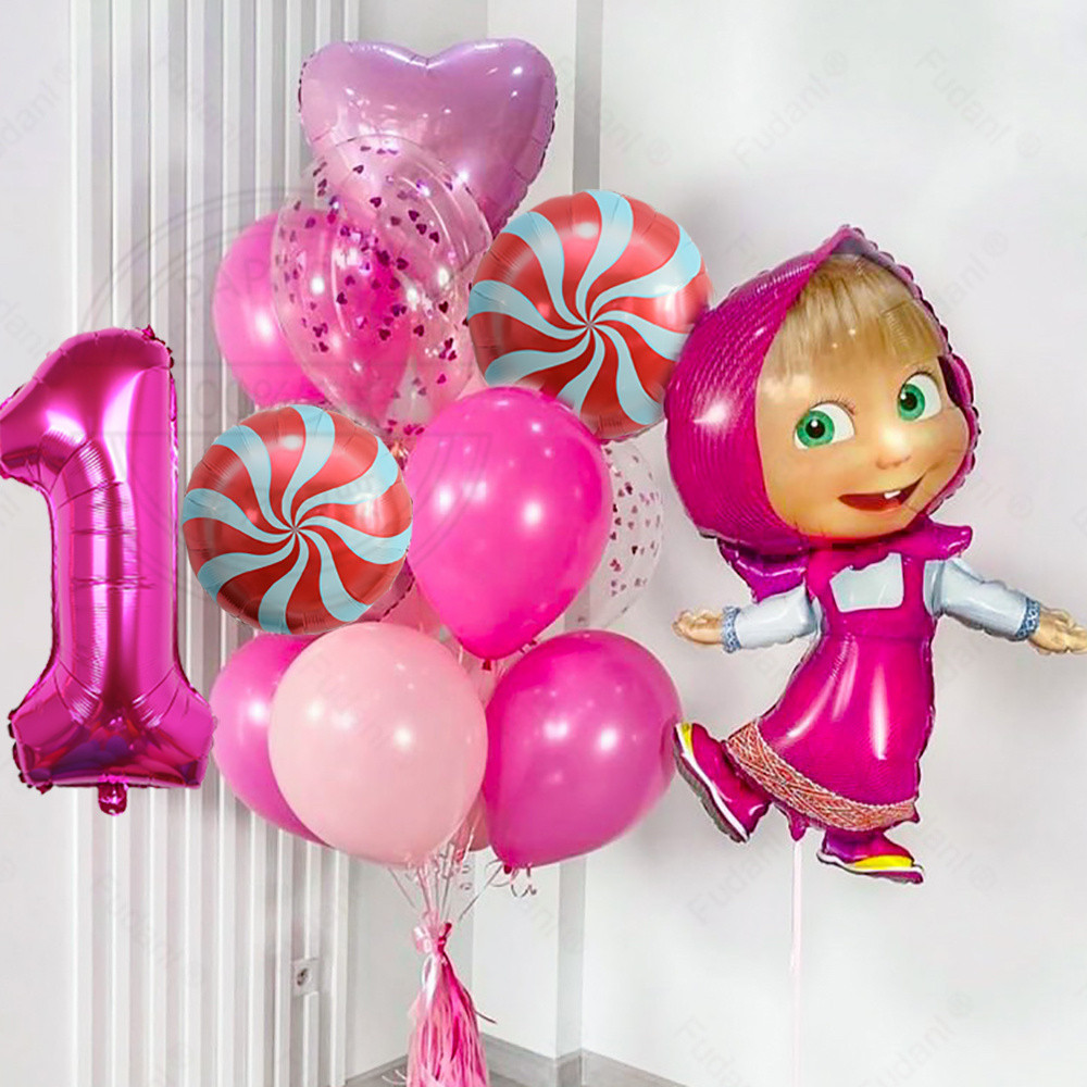 Disney Masha and Bear Theme Balloon Set for Kids Girl Birthday Party ...