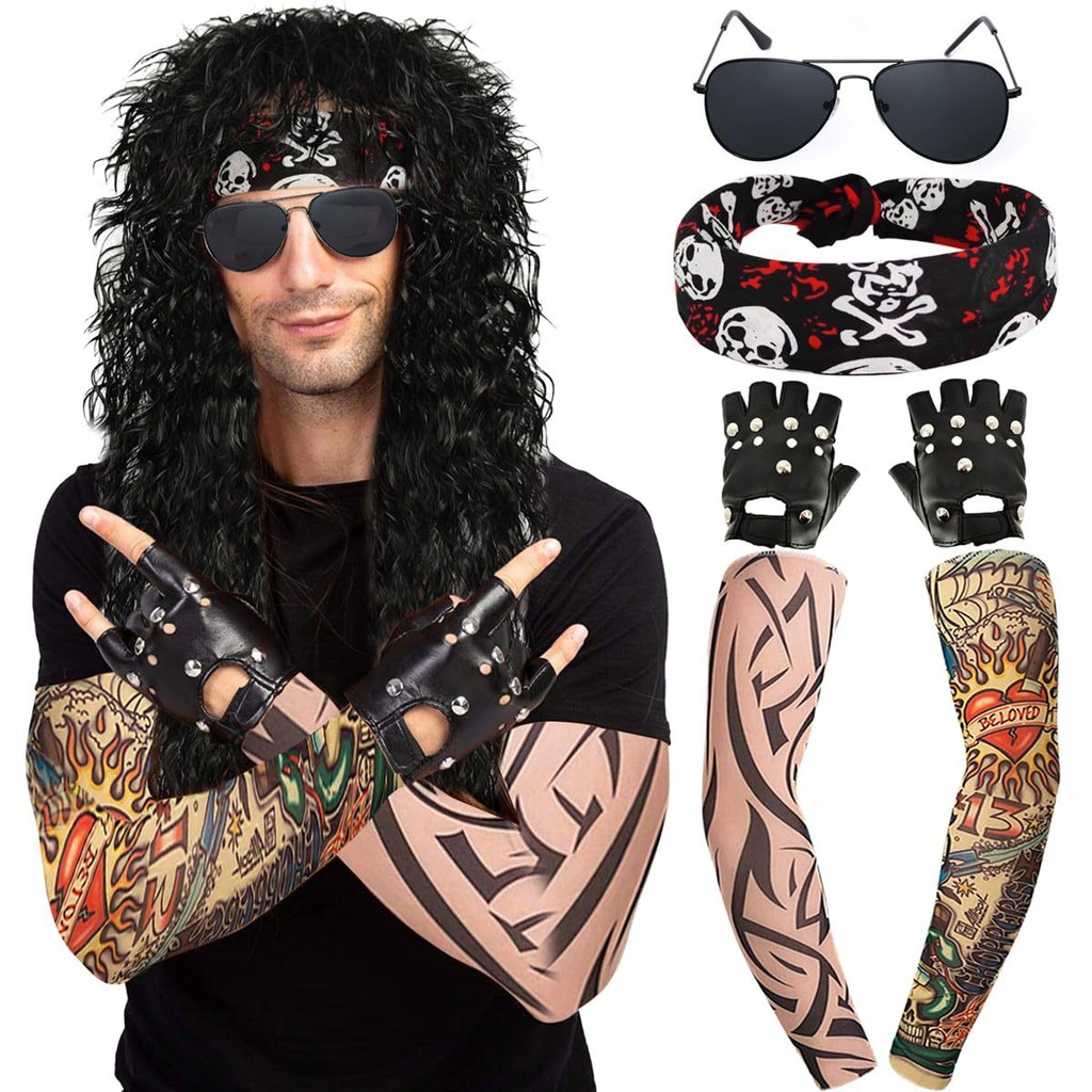 60s 70s 80s Rock Punk Hip-Hop Long Curly Hair Wig for Cosplay ...