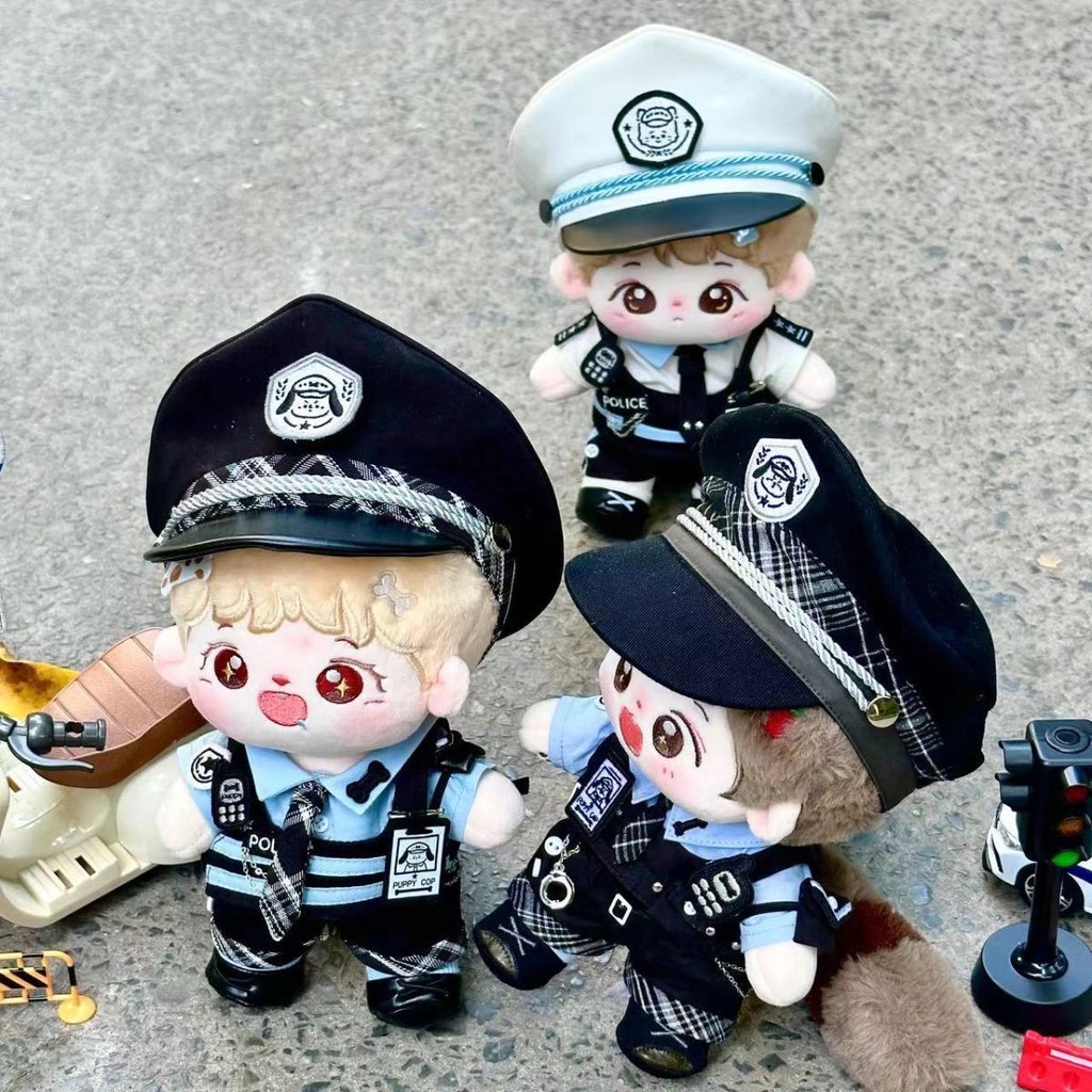 20cm Cotton Doll Cute Handsome Police Officer Uniform Baby Clothes Suit ...