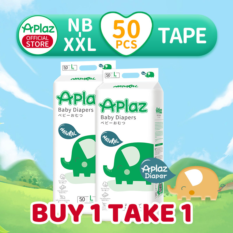 【Buy 1 Take 1】Aplaz Korean Diaper Baby Diapers Tape 50pcs NB-2XL Baby ...