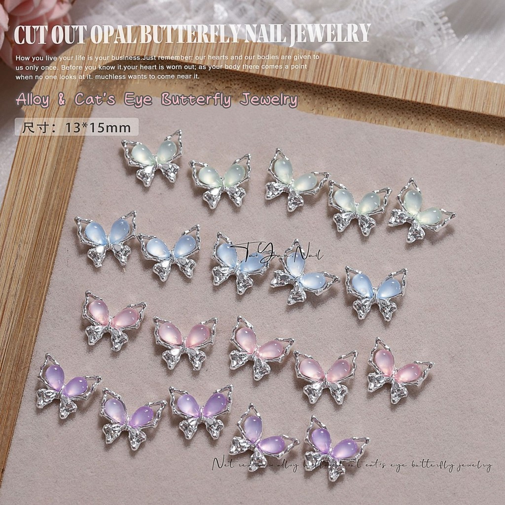 Nail Art Sticker Decoration DIY Cats Eye Butterfly Rhinestone Alloy ...