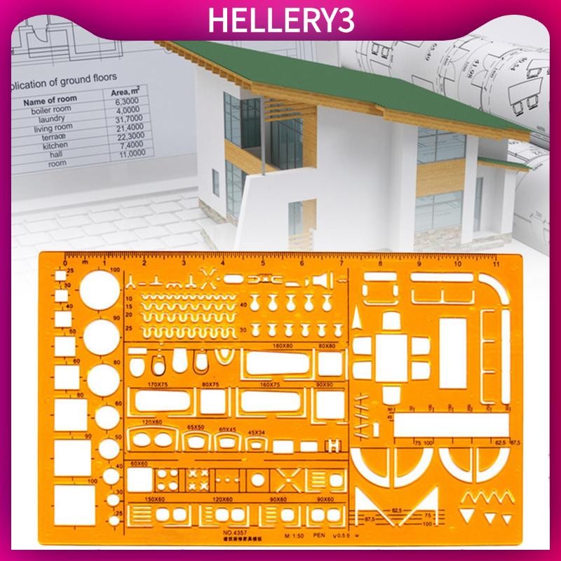 [HelleryQ] Templates Ruler Drafting Tools Architect :50 Scale Orange ...