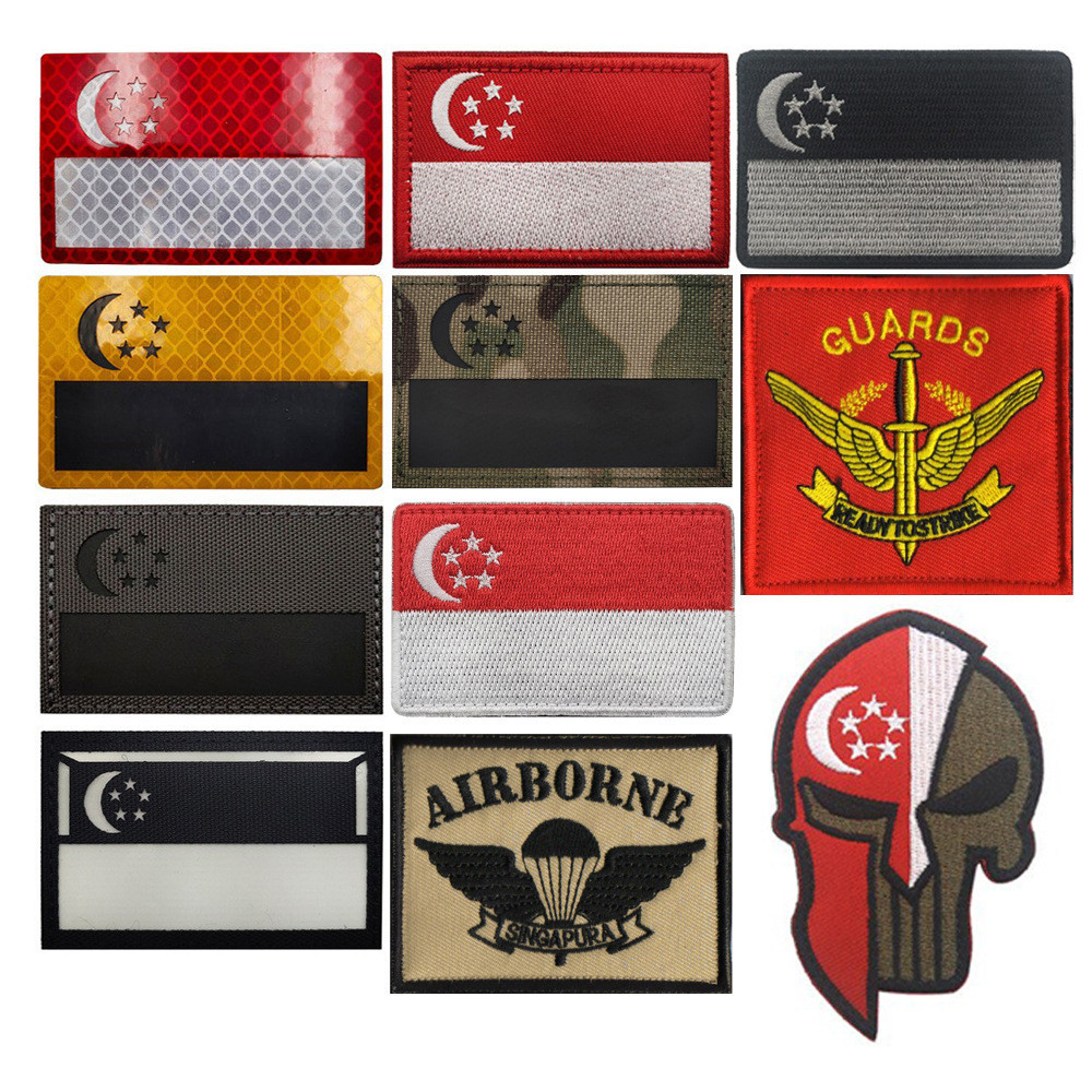 Jane Eyre Velcro Badge Asian Flag Singapore Morale Patch3D Embroidered Patch IR Reflective Arm ...