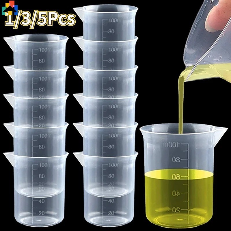 1/3/5Pcs 100ml Mixing Cups Plastic Liquid Container Epoxy Resin Scale ...