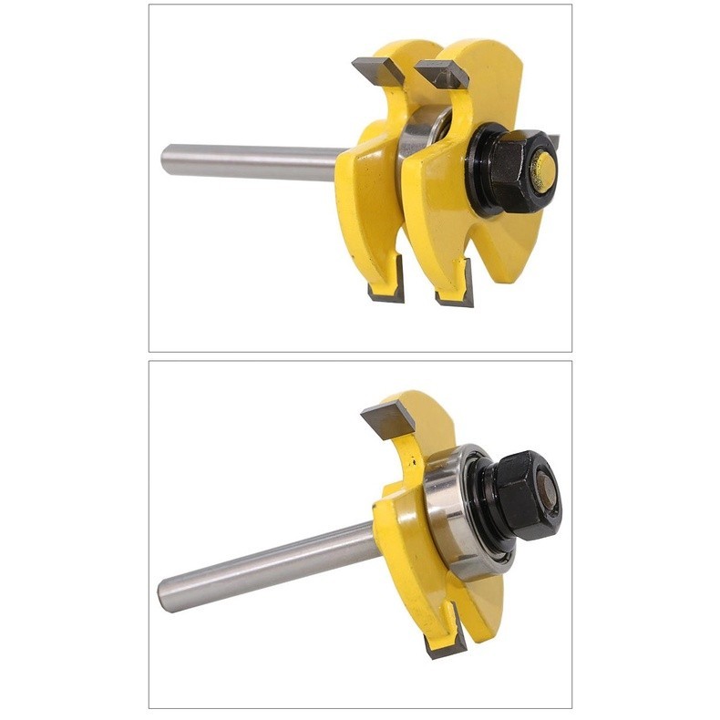 Tongue & Groove Router Bit Set 3/4"Stock 1 4 inch 1/4" Shank 3 Teeth T ...