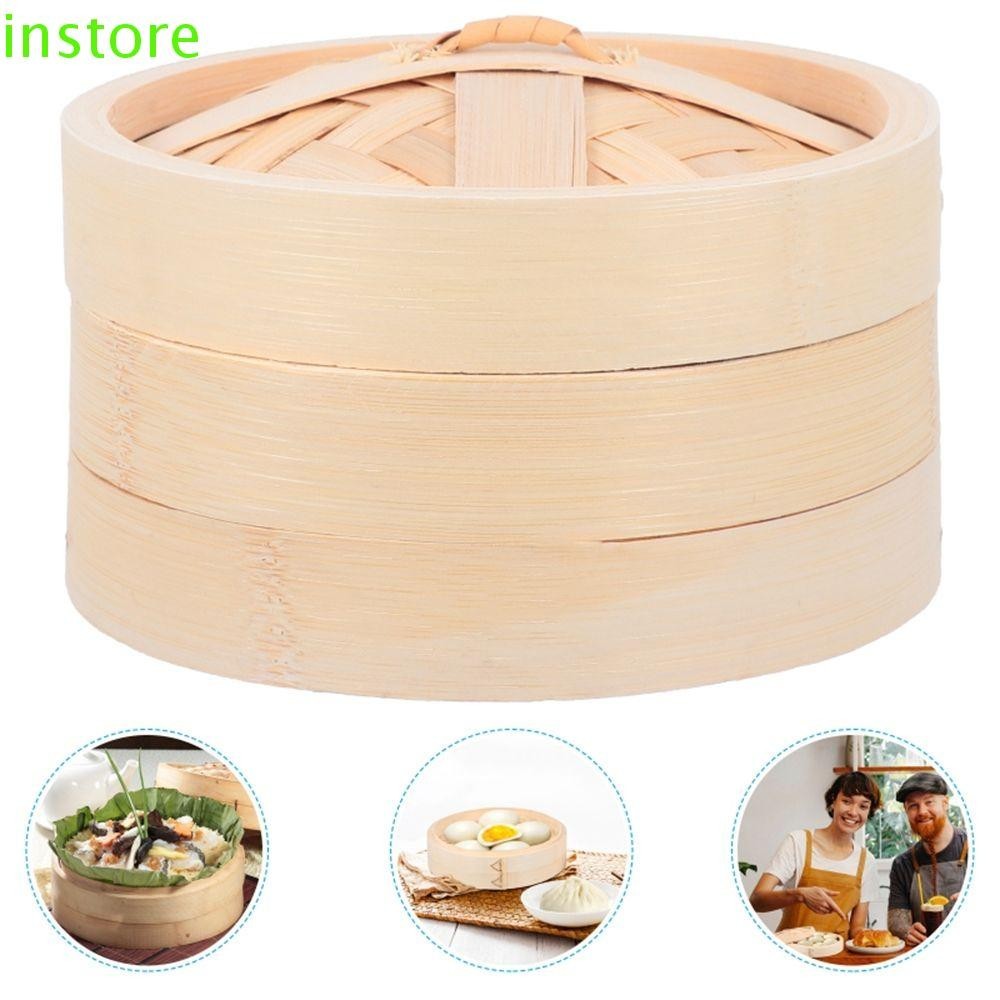 INSTORE Bamboo Steamer Anti-scald Mini Steam Basket Cooking Tools Set ...
