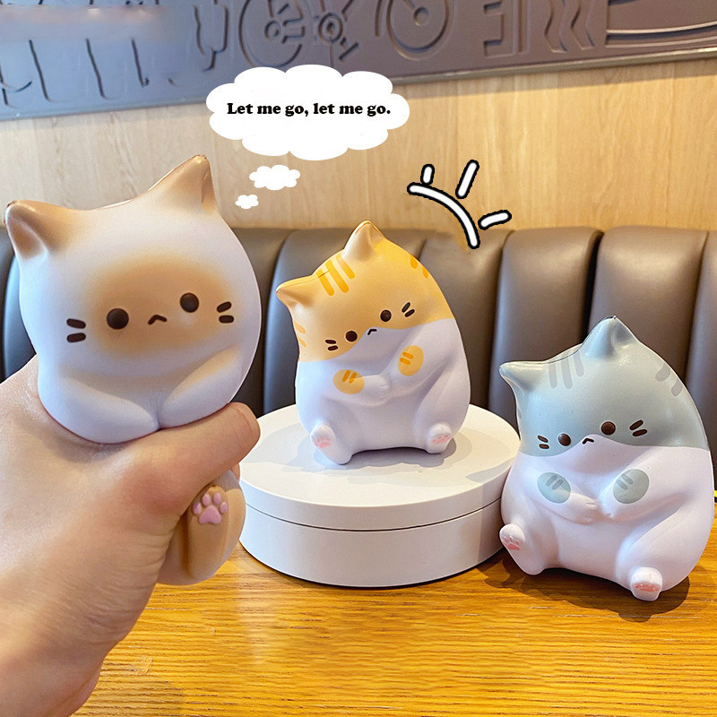 New Cat Stress Relief Squishy Toy PU Slow Rise Squeeze Anti-Stress Ball ...