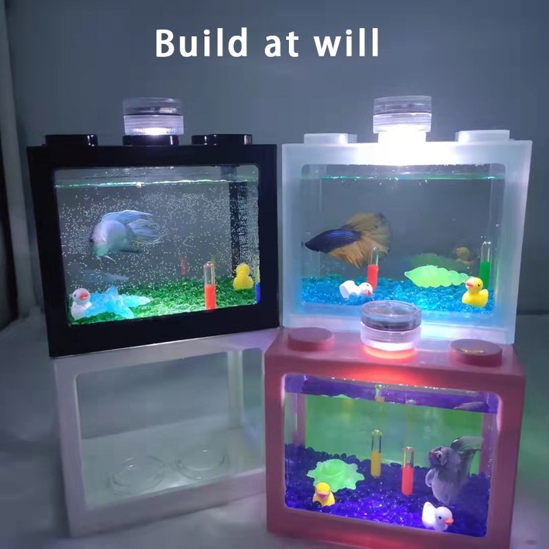 【PH Local】Betta Fish Mini Aquarium Block Tank Betta Guppy Fish Tank ...