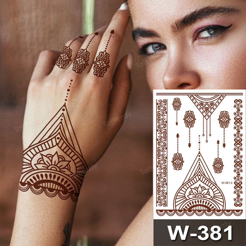 Fake Henna Waterproof Temporary Tattoo Sticker Lace Floral Mandala ...