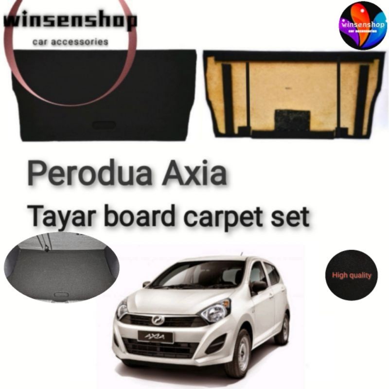 perodua Axia all spec bonet tayar board carpet set (waterpoof/mdf board ...