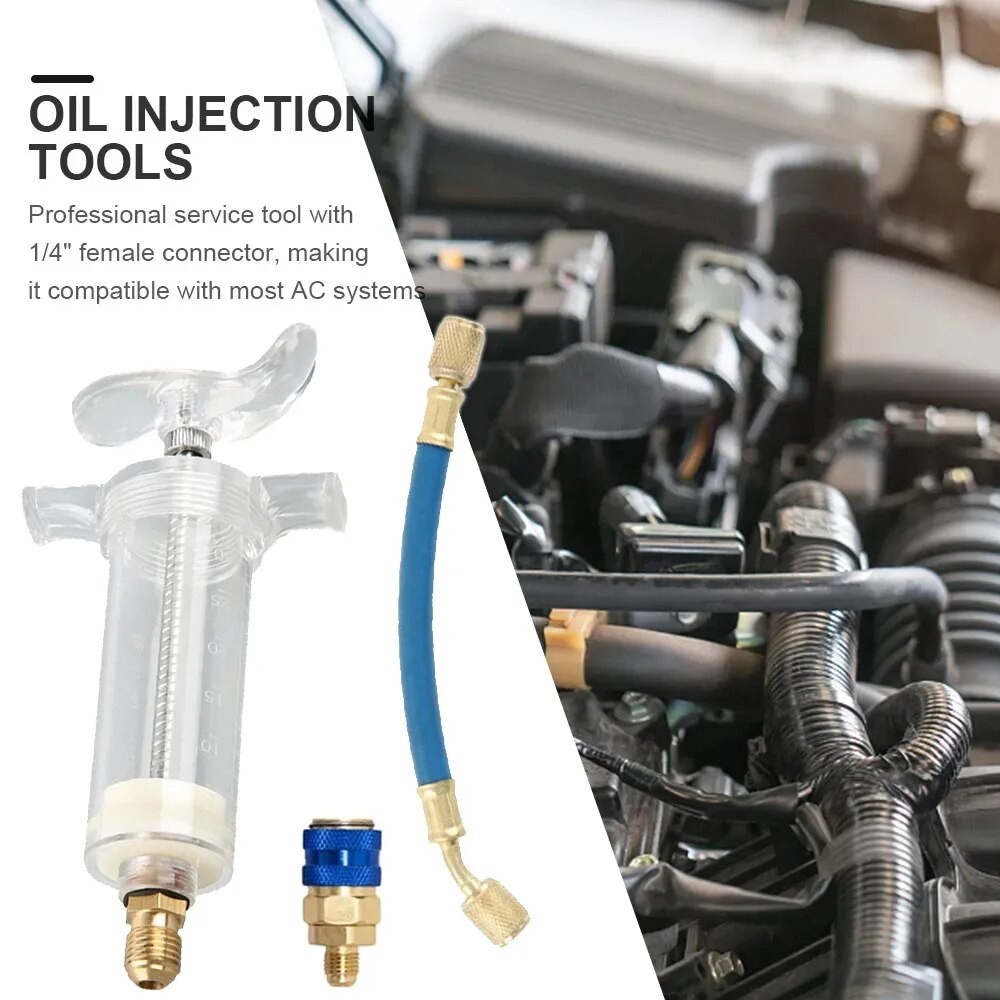 Car A/C Oil And Dye Injector 30ml With R-134a Low Side Quick Coupler ...