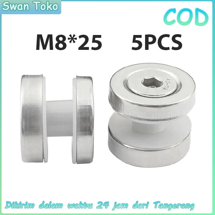 Contents of 5 Glass Clamp Bolts Railing Poles Stainless Glass Clips ...