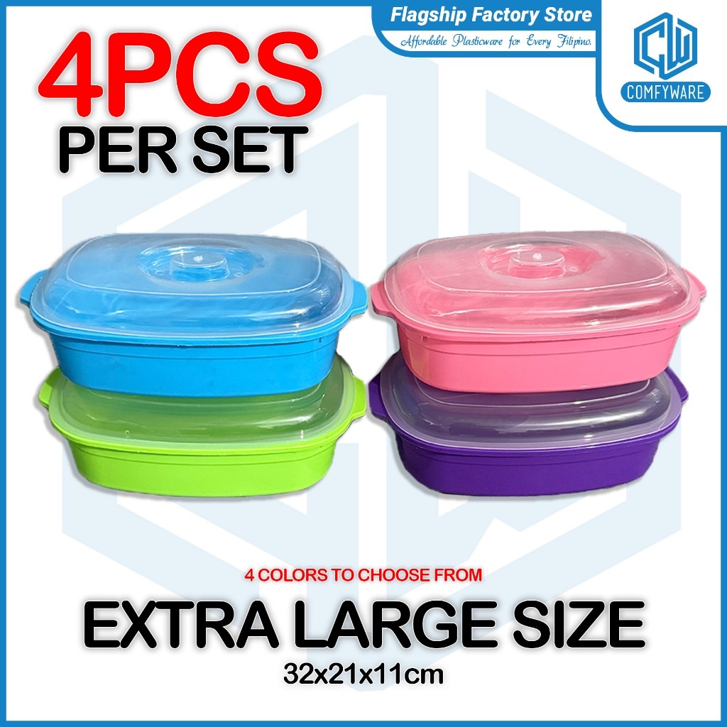 (4PCS PER SET) Pastel Colored Cute Lunch Box Food Container Extra Large ...