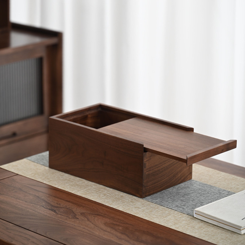 7GWO Black Walnut Wood Box Full Solid Wood Wooden Storage Box Mortise ...