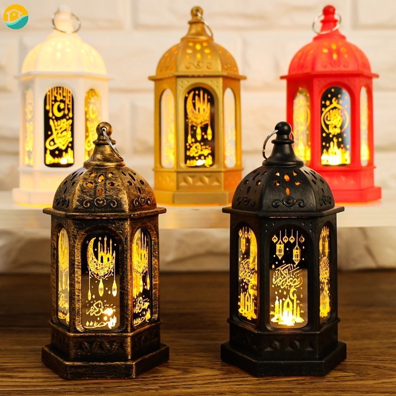 Ramadan LED Lantern Vintage Castle Electronic Candle Lamp Eid Mubarak ...