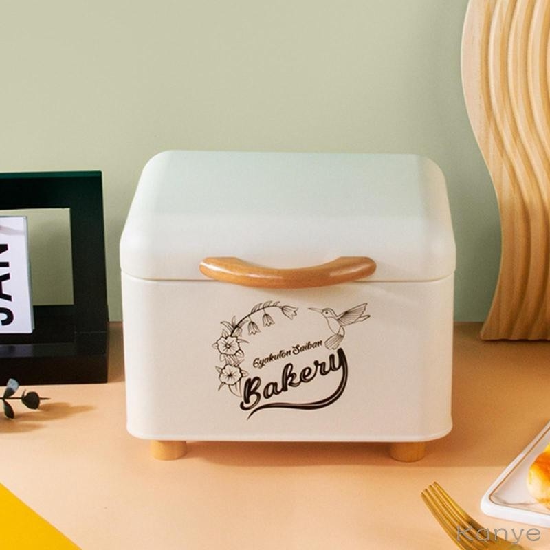 [KY] Bread Bin Flip Bread Box Carbon Steel Bread Keeper Bakery Storage ...